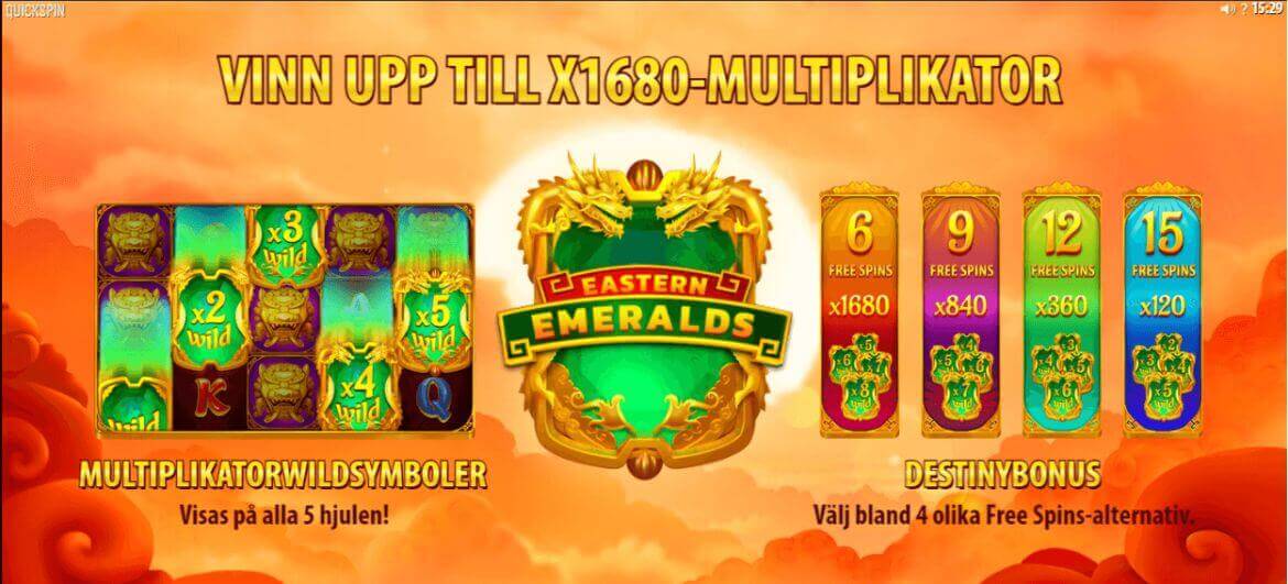 Eastern Emeralds Slots casino med 75.000kr vinstchans